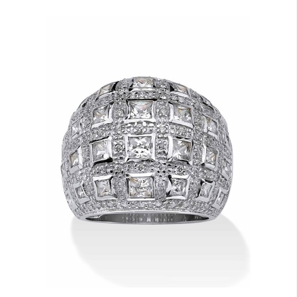 Jewelry | Sparkly Cocktail Ring Sterling Silver Cz Diamond Ring Ladies ...